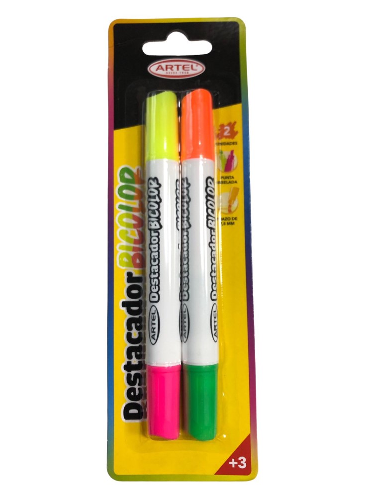 Destacador Bicolor doble Artel. ARTEL | Baru Librería